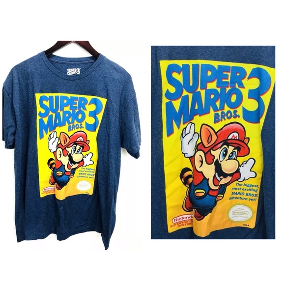 Shirts | Super Mario 3 Bros Tshirt Sz Xl Blue Nintendo | Poshmark